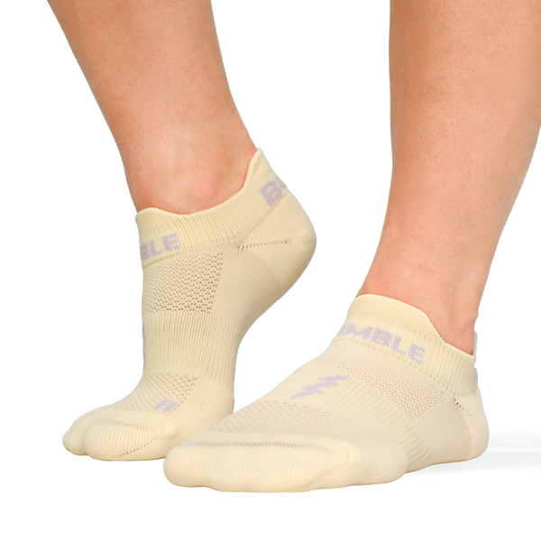 Ankle Cut Cream & Lilac Soft Running Socks | Bimble & Bolt