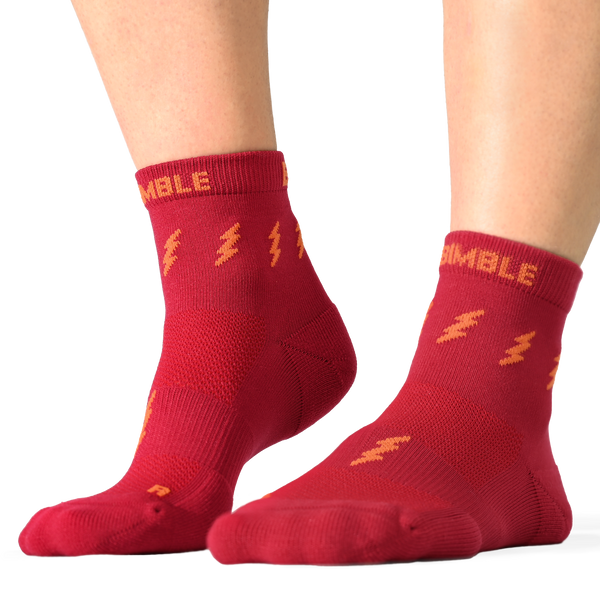 Red Strike Mid Crew Soft Running Socks | Bimble & Bolt